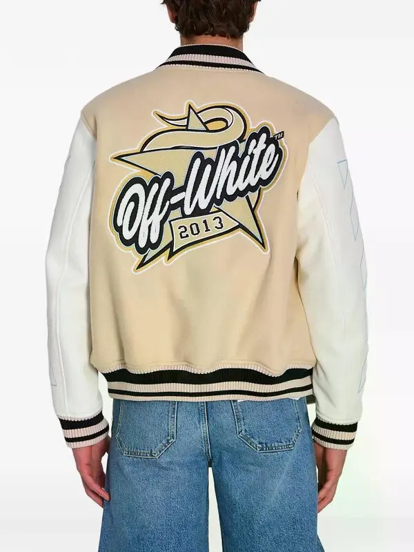 Off-White Logo-patch Bomber Jacket - Neutrals