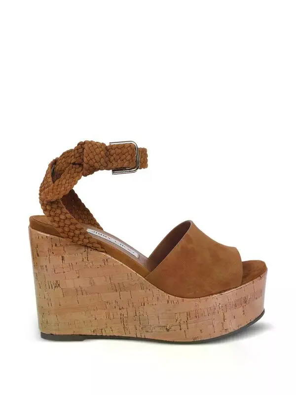 JIMMY CHOO Braided-strap Platform Wedge Sandals - Brown