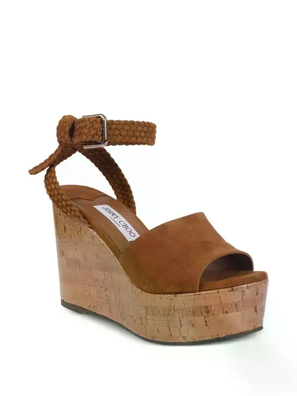 JIMMY CHOO Braided-strap Platform Wedge Sandals - Brown