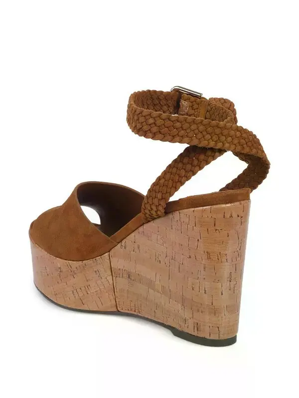 JIMMY CHOO Braided-strap Platform Wedge Sandals - Brown