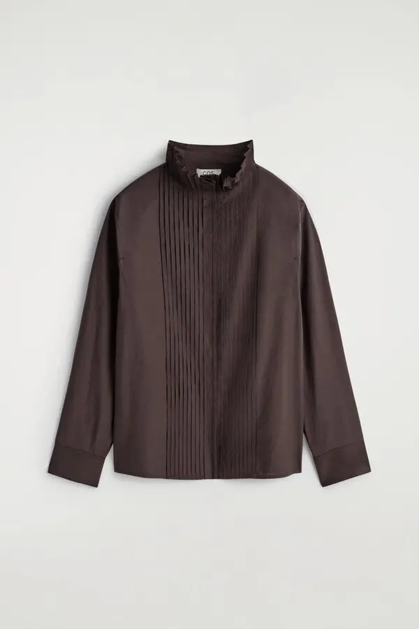 Cos Pintucked Cotton Blouse - Brown