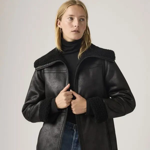 LEVI'S Faux Shearling Funnel Coat