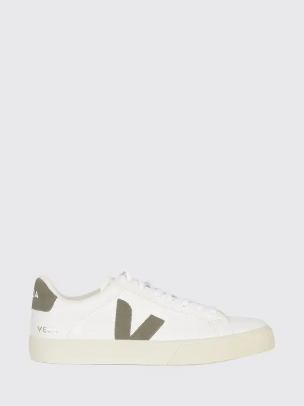 VEJA Campo Low Top Sneakers In O.t. Leather With Contrast Logo - Kaki
