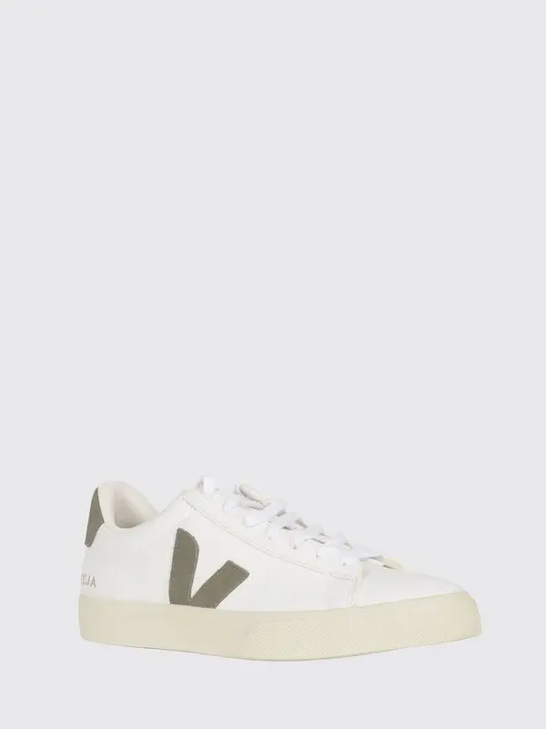 VEJA Campo Low Top Sneakers In O.t. Leather With Contrast Logo - Kaki