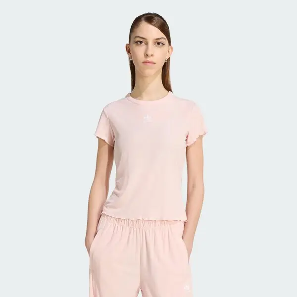 Adidas Essentials Scalloped Edge Baby Tee - Sandy Pink