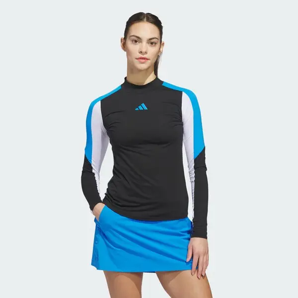 Adidas Color Block Long Sleeve Mock Neck Top
