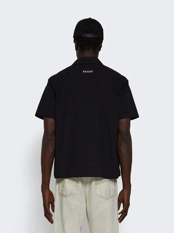 Rhude Camp Collar Logo Shirt And White
