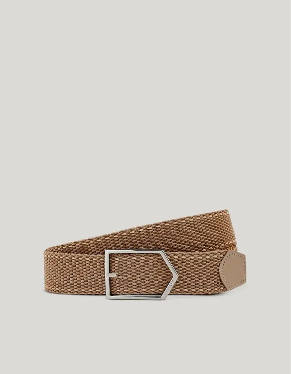 Canali Elastic-weave Belt With Metal Buckle - Brown