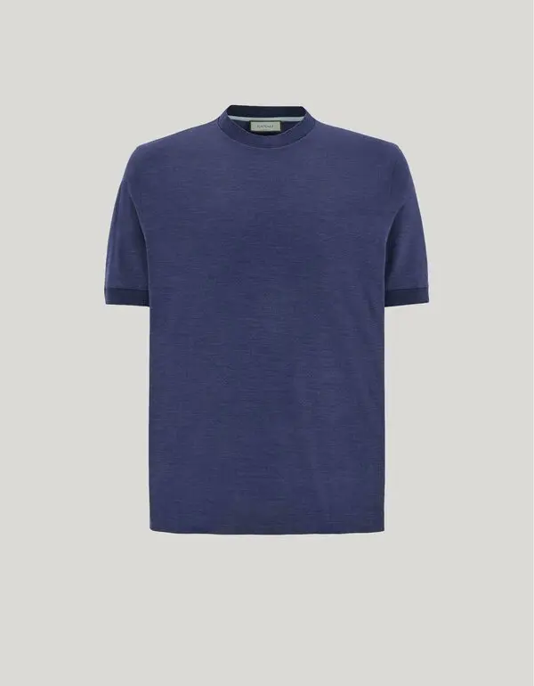 Canali Impeccabile Super 120's Melange Wool T-shirt - Blue