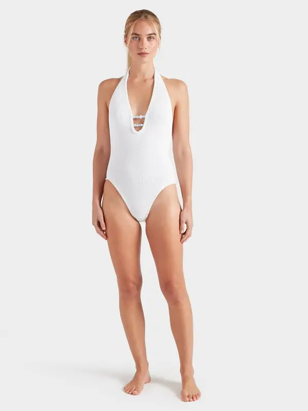 Hunza G Adriana Beaded Swim One-piece - White