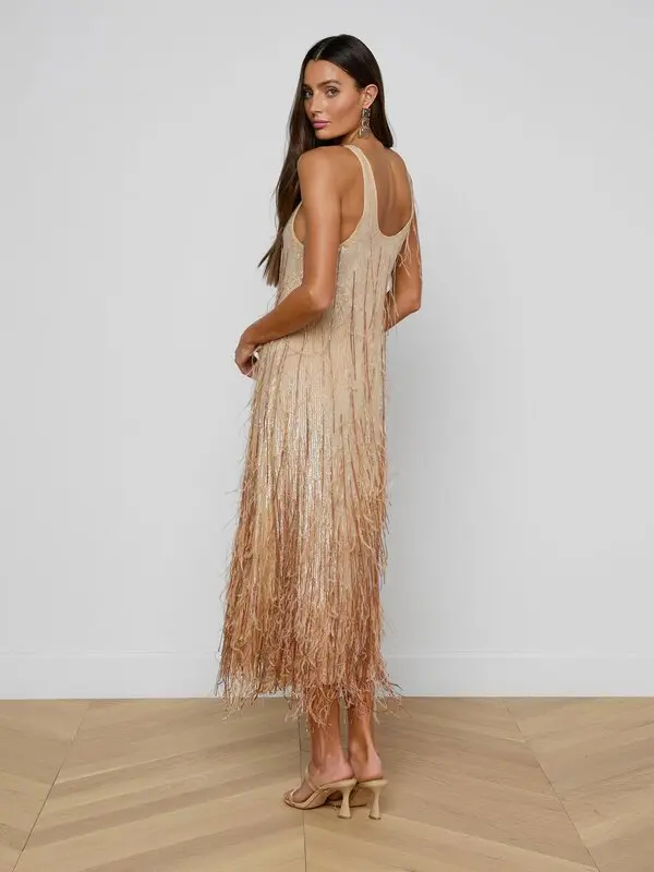 L'Agence Prince Embellished Feathered Dress