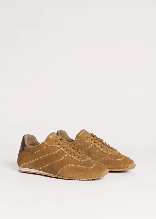 ME+EM Retro Runner Suede Sneakers - Sand