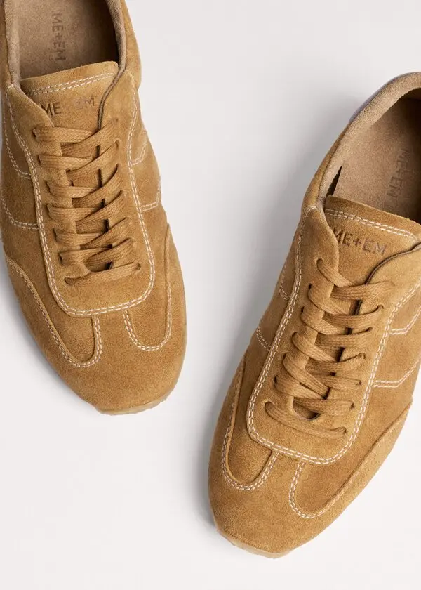 ME+EM Retro Runner Suede Sneakers - Sand