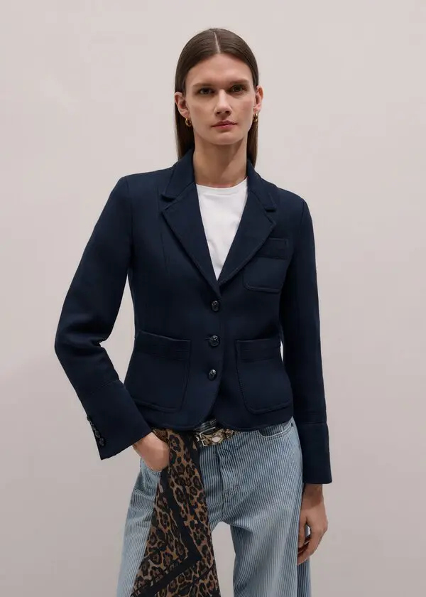ME+EM Herringbone Fitted Crop Jacket