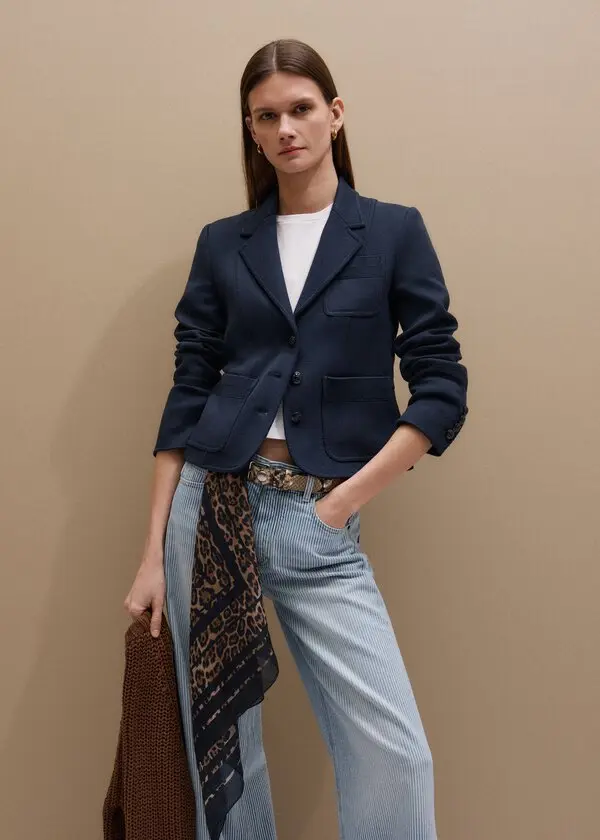 ME+EM Herringbone Fitted Crop Jacket