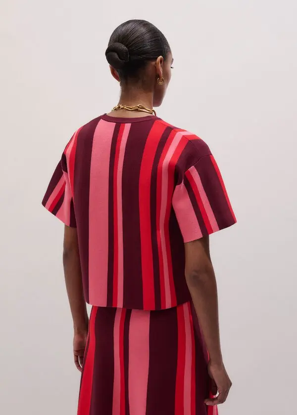 ME+EM Milano Stripe Relaxed Knit Tee - Pink Multi