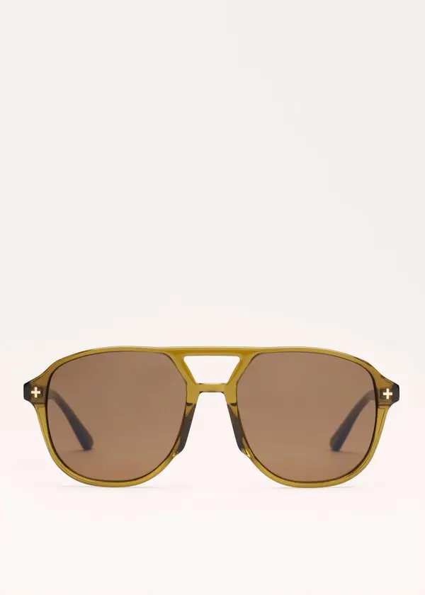 ME+EM Acetate Aviator Sunglasses - Olive