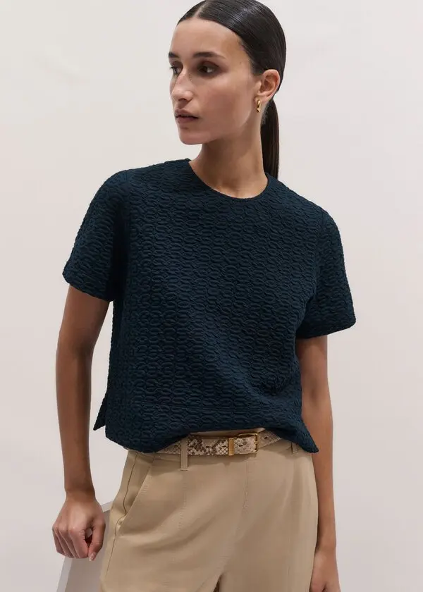 ME+EM Jacquard Short Sleeve Top