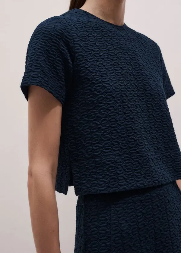 ME+EM Jacquard Short Sleeve Top