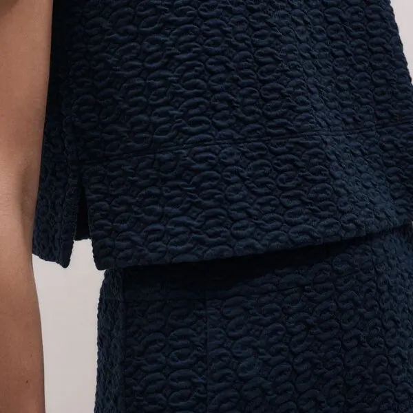 ME+EM Jacquard Short Sleeve Top