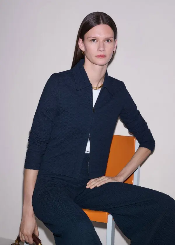 ME+EM Jacquard Zip-through Top