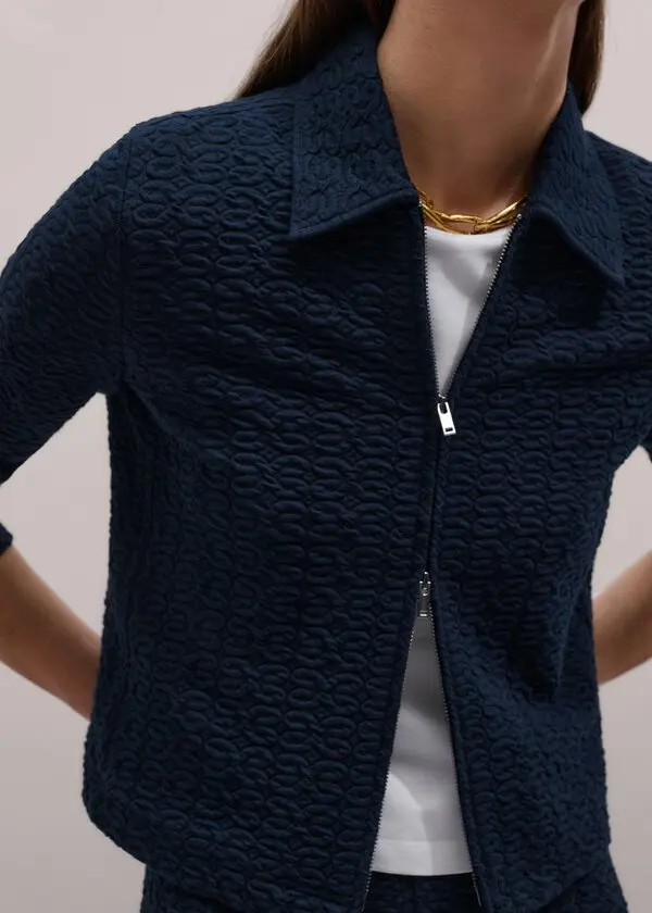 ME+EM Jacquard Zip-through Top