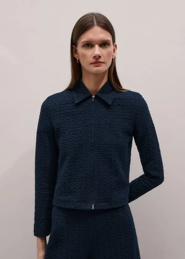 ME+EM Jacquard Zip-through Top