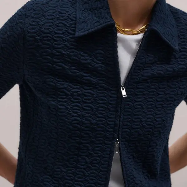 ME+EM Jacquard Zip-through Top