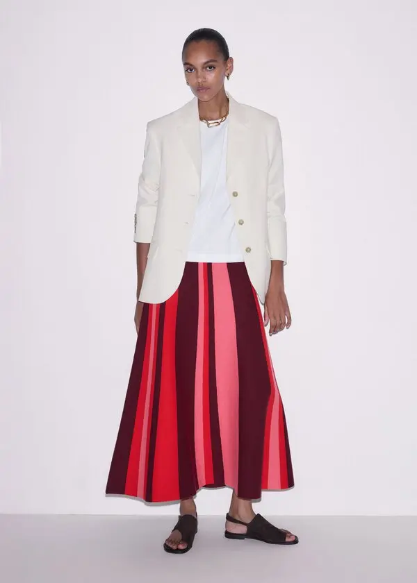 ME+EM Milano Stripe Knit A-line Skirt