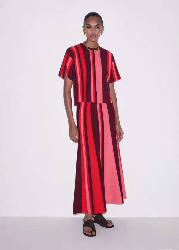 ME+EM Milano Stripe Knit A-line Skirt