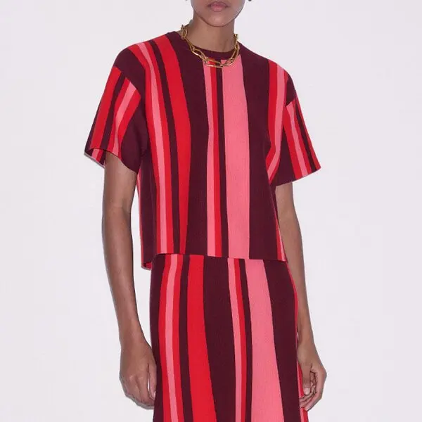 ME+EM Milano Stripe Knit A-line Skirt