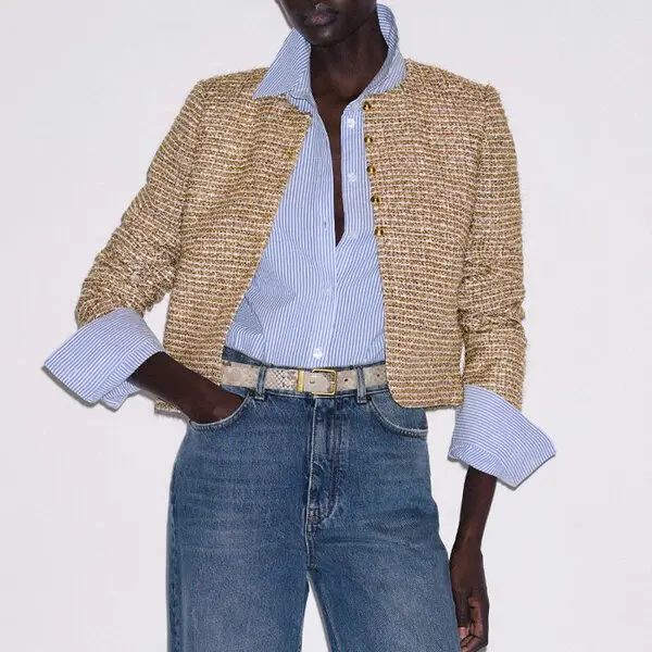ME+EM Metallic Crop Evening Jacket
