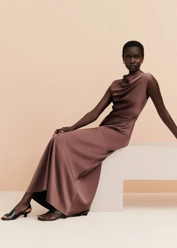 ME+EM Bias Cut Full Length Dress