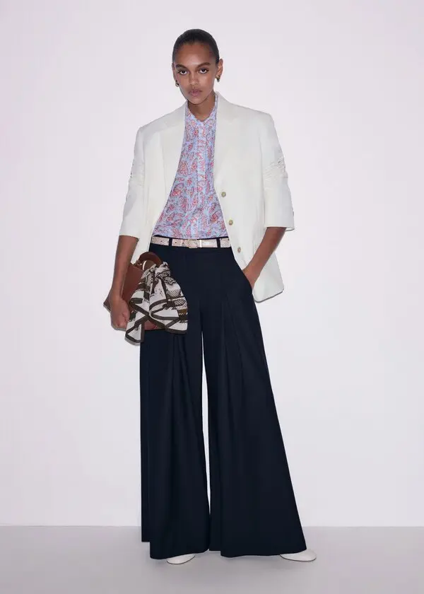 ME+EM Silk Cotton Gilded Paisley Print Straight Blouse