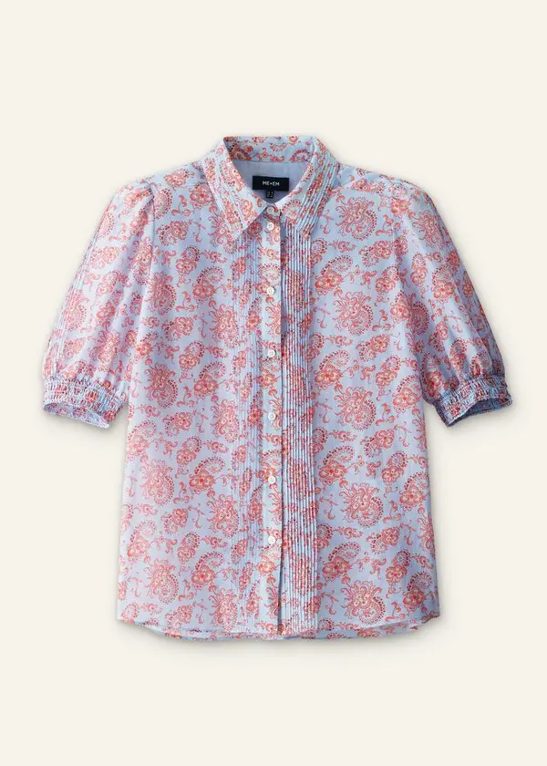 ME+EM Silk Cotton Gilded Paisley Print Straight Blouse