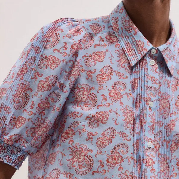 ME+EM Silk Cotton Gilded Paisley Print Straight Blouse