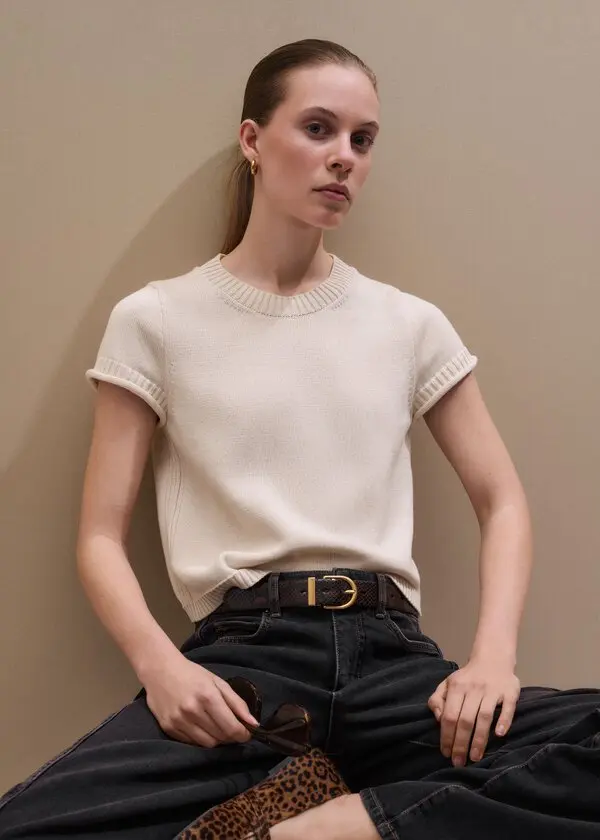 ME+EM Shrunken Straight Knit Baby Tee - Vanilla