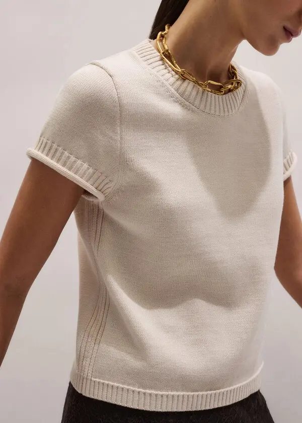 ME+EM Shrunken Straight Knit Baby Tee - Vanilla