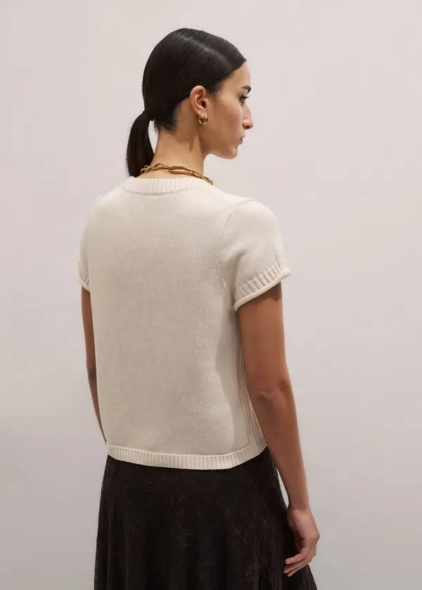 ME+EM Shrunken Straight Knit Baby Tee - Vanilla