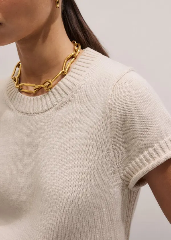 ME+EM Shrunken Straight Knit Baby Tee - Vanilla