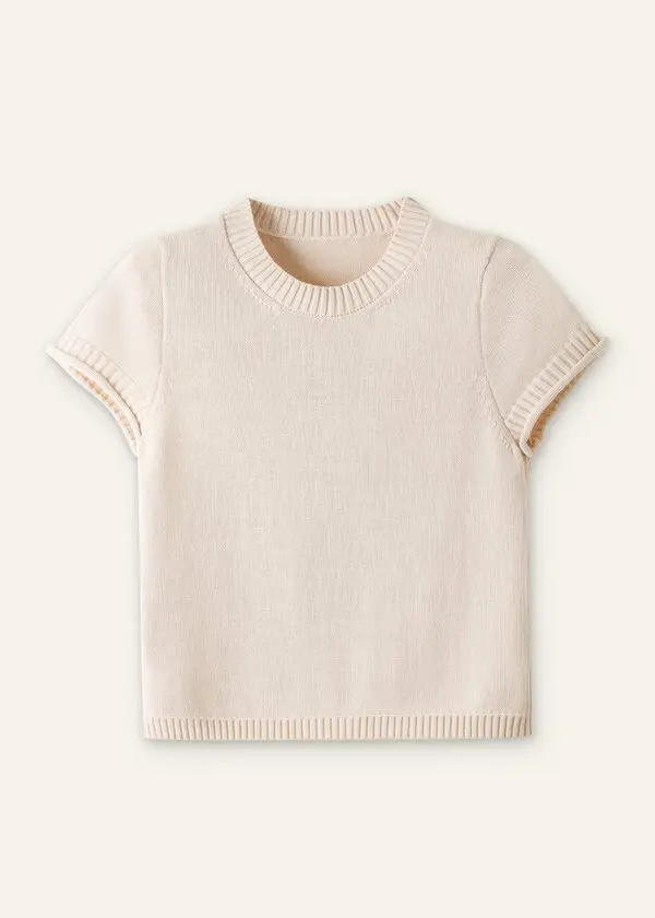 ME+EM Shrunken Straight Knit Baby Tee - Vanilla