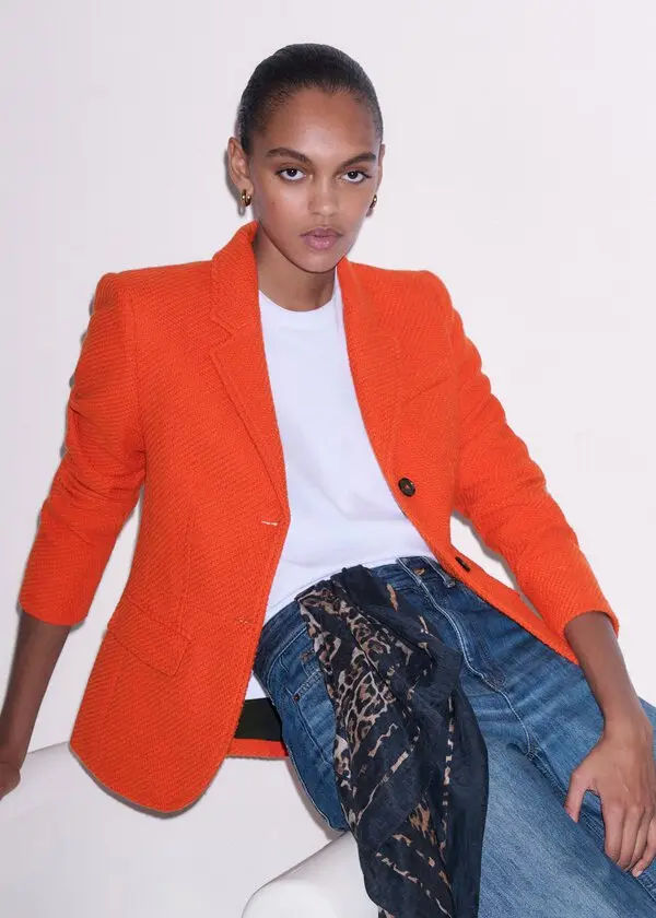 ME+EM Fitted Soft Sculpt Jacket - Tangerine Orange
