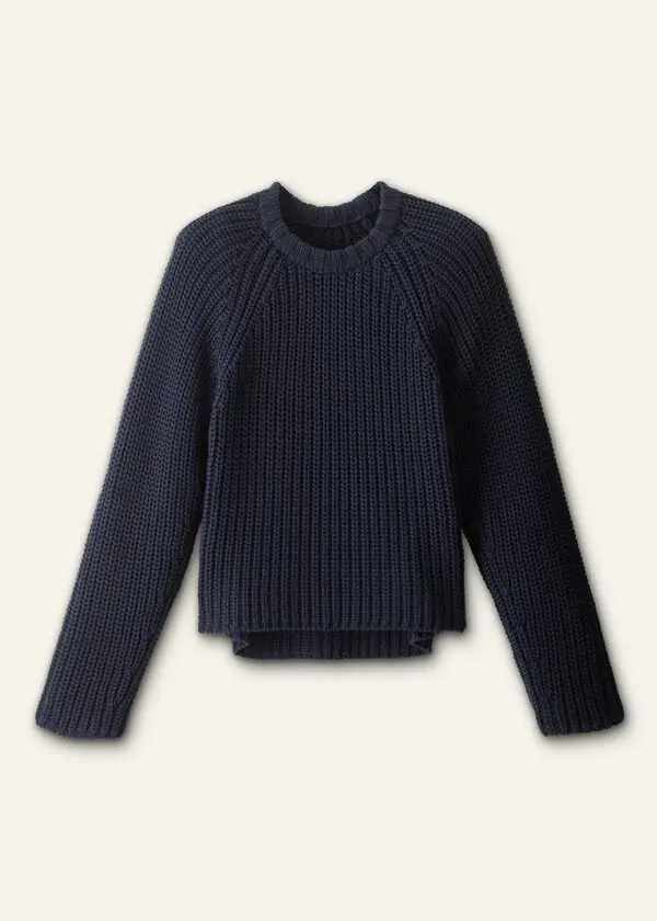 ME+EM Chunky Cotton Raglan Jumper - Navy