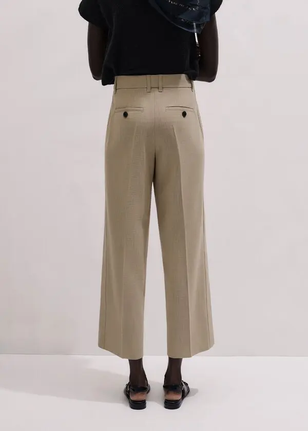 ME+EM Tailored Straight Crop Trousers - Sand
