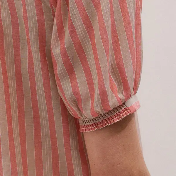 ME+EM Striped Blouse With Tie Detail - Orange Multi