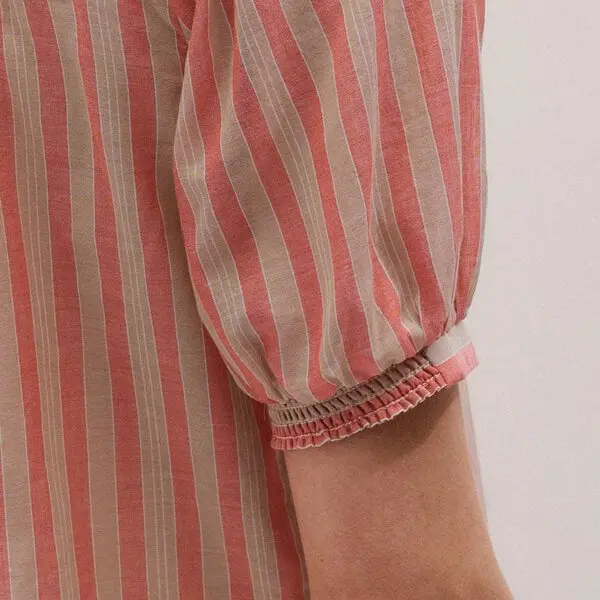 ME+EM Striped Blouse With Tie Detail - Orange Multi