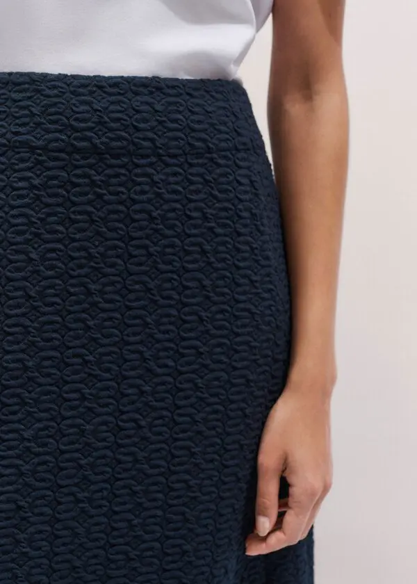 ME+EM Curling Crosses Jacquard Textured Midi Skirt