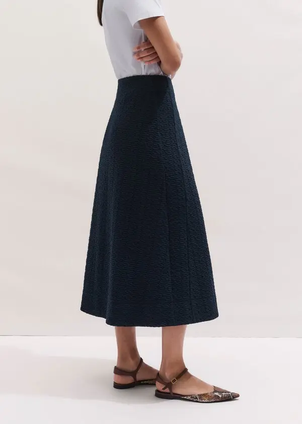 ME+EM Curling Crosses Jacquard Textured Midi Skirt