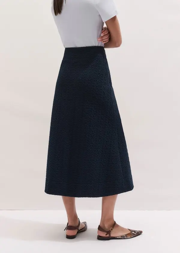 ME+EM Curling Crosses Jacquard Textured Midi Skirt