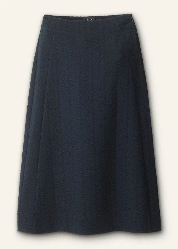 ME+EM Curling Crosses Jacquard Textured Midi Skirt